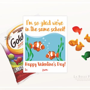 I'm so Glad We're in the Same School Valentines With Fish in Red ...