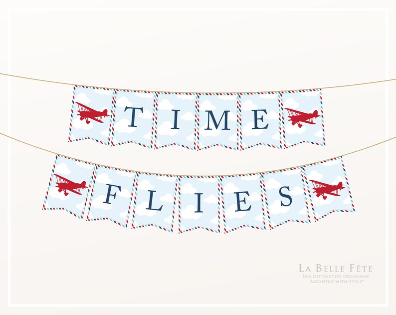 TIME FLIES When You're Having Fun Airplane Happy Birthday Bunting ...