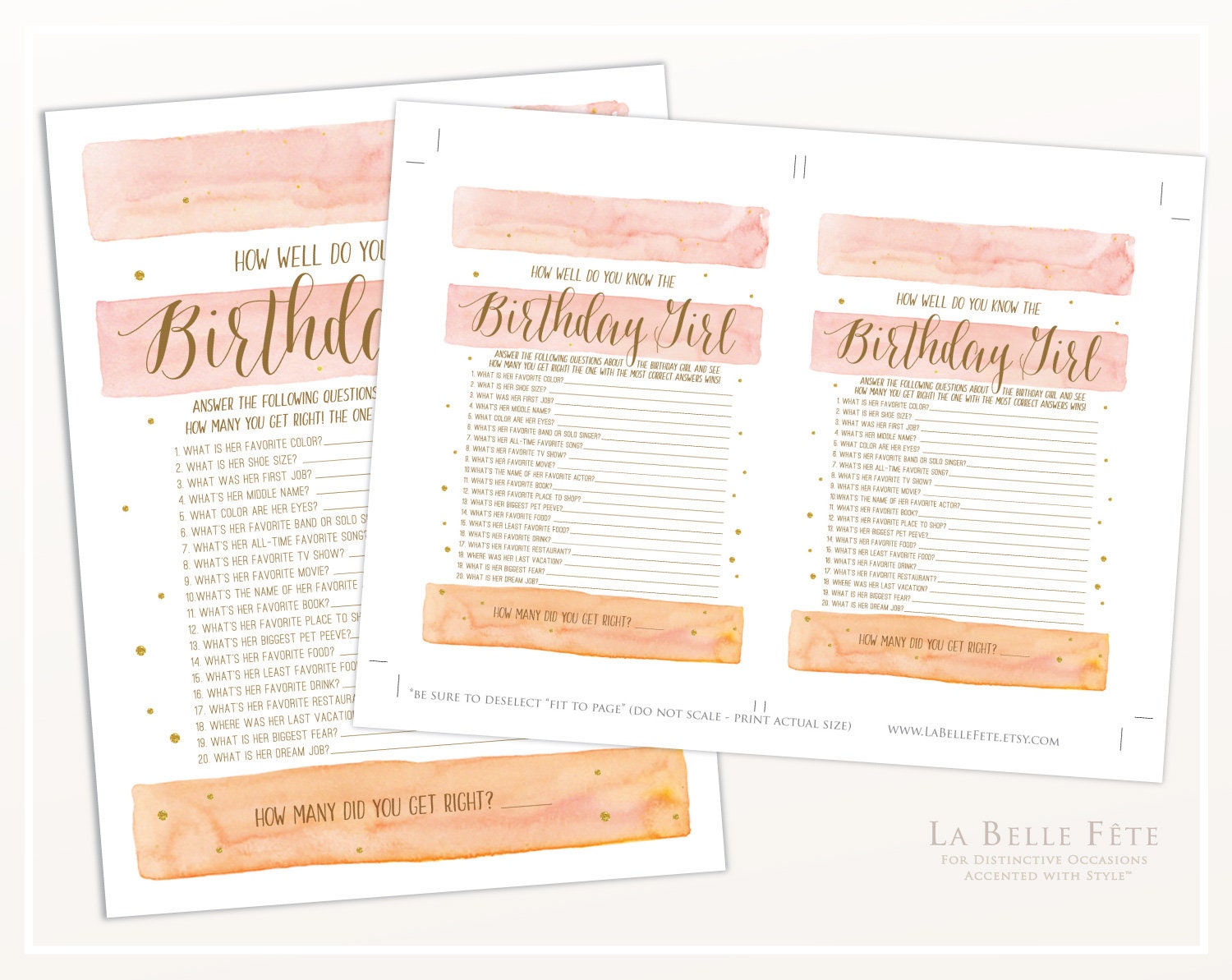 How Well Do You Know the Birthday Girl Party Game / Ice - Etsy