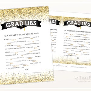 GRAD Libs (mad Libs) Game in Gold Glitter / Printable Diy - Etsy