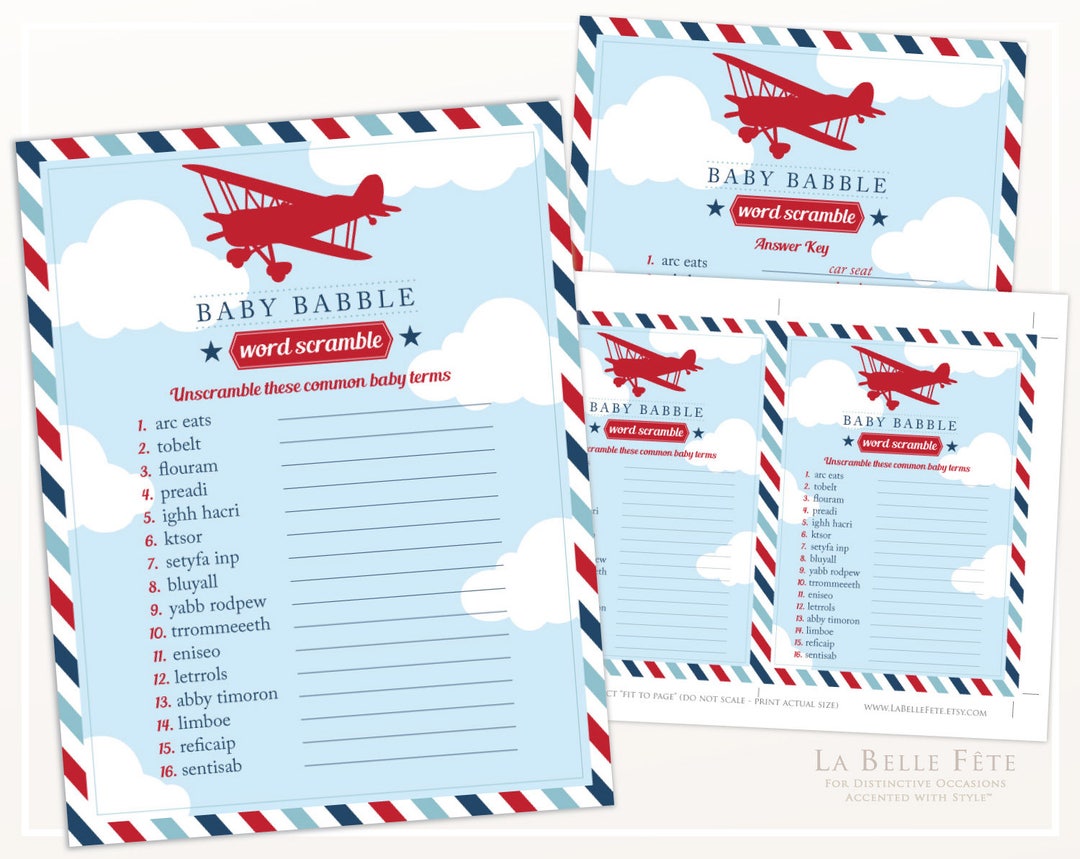 Baby Babble Word Scramble BABY SHOWER GAME Time Flies Puzzle Activity ...