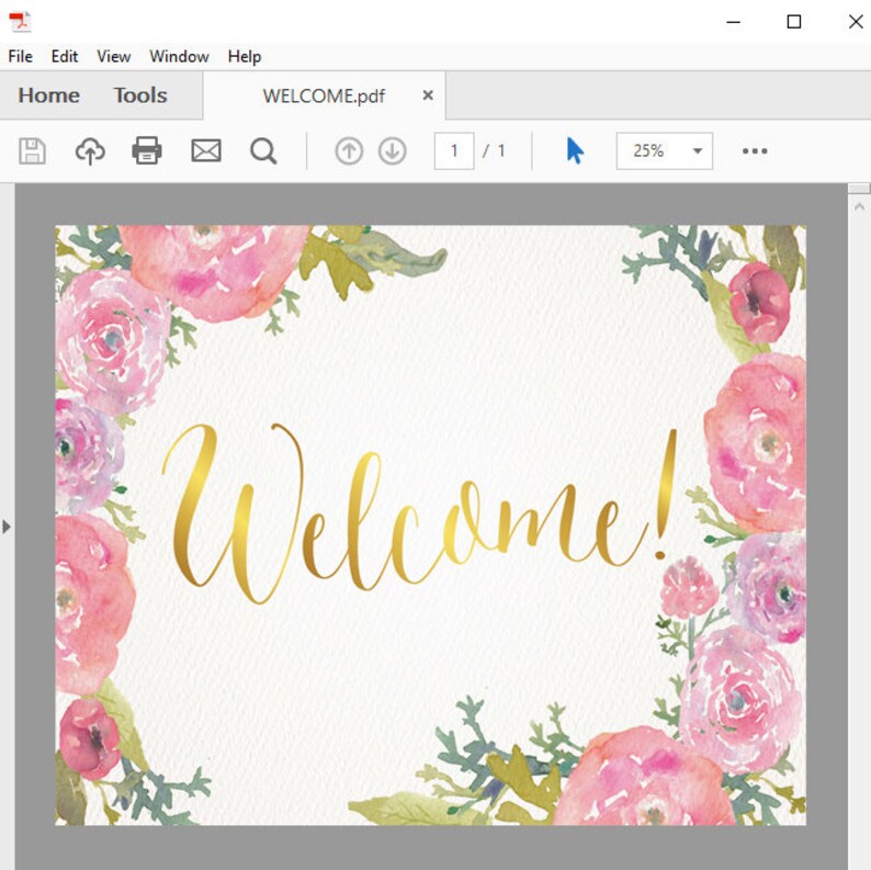 WELCOME Watercolor Floral DIY Printable Yard Signage Sign / - Etsy