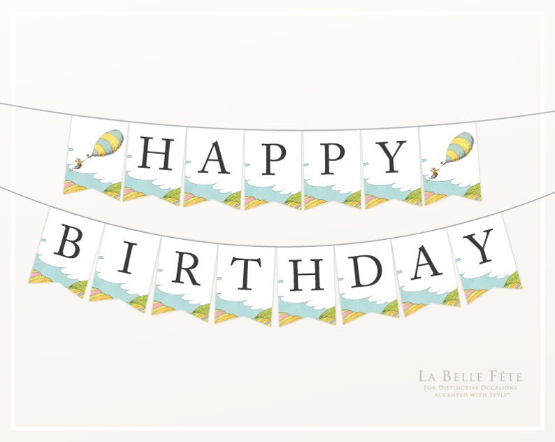 Oh the Places You'll Go Happy Birthday Bunting / Banner Printable Party ...