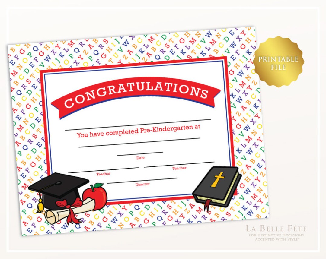 CONGRATULATIONS Preschool Pre-kindergarten Printable Graduation ...