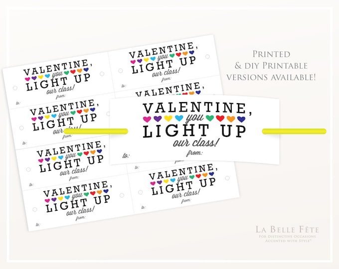 You LIGHT UP Our Class Glow Stick Valentines PRINTABLE Pdf | Etsy