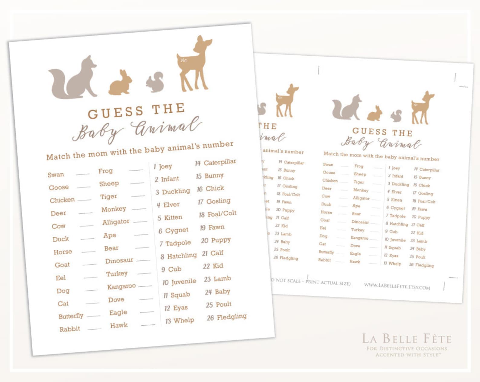 Guess the Baby Animal BABY SHOWER GAME Woodland Animals Puzzle - Etsy