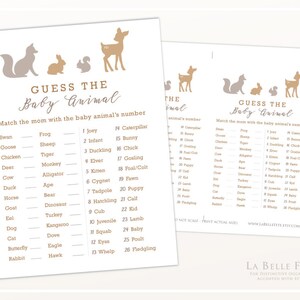 Guess the Baby Animal BABY SHOWER GAME Woodland Animals Puzzle Activity ...