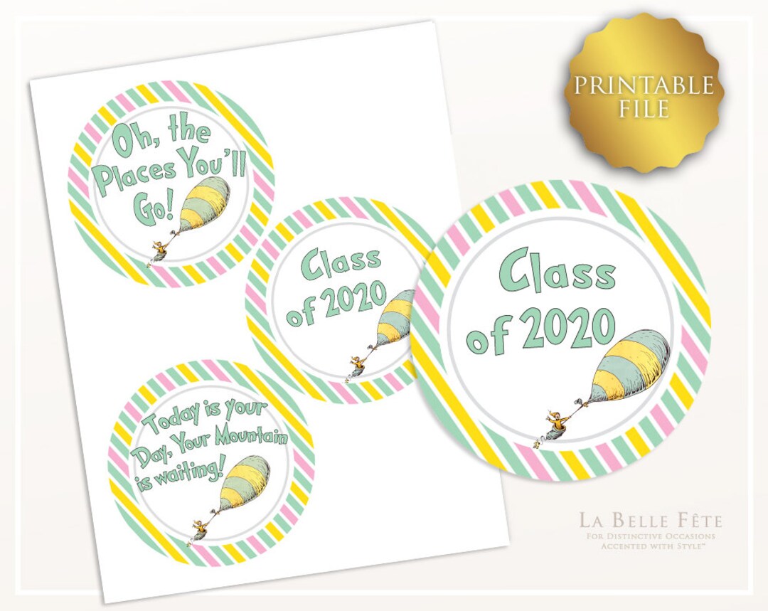 Oh the Places You'll Go Class of 2020 Round GIFT / FAVOR TAGS ...