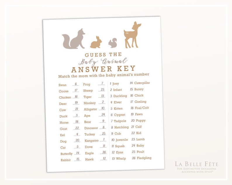Guess the Baby Animal BABY SHOWER GAME Woodland Animals Puzzle - Etsy