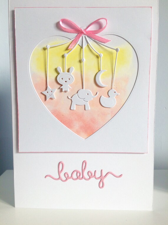 New Baby Girl Congratulations Card Pink Handmade Card | Etsy