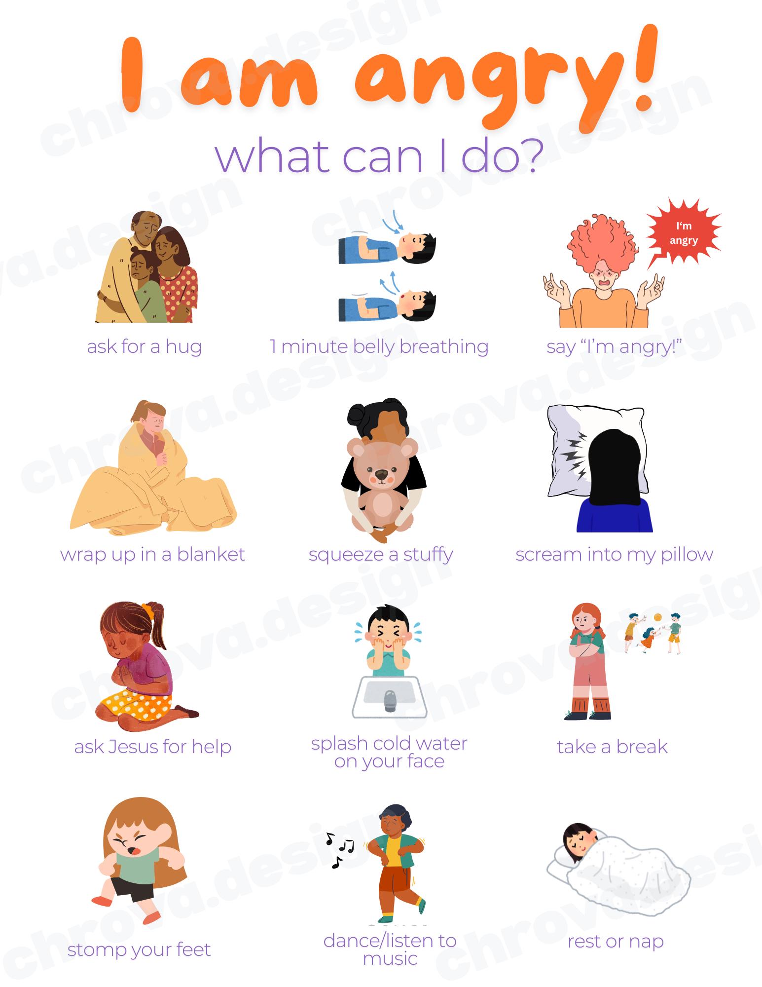 Faith Based Printable Calm-down Chart for Kids | "i Am Angry" Feelings ...