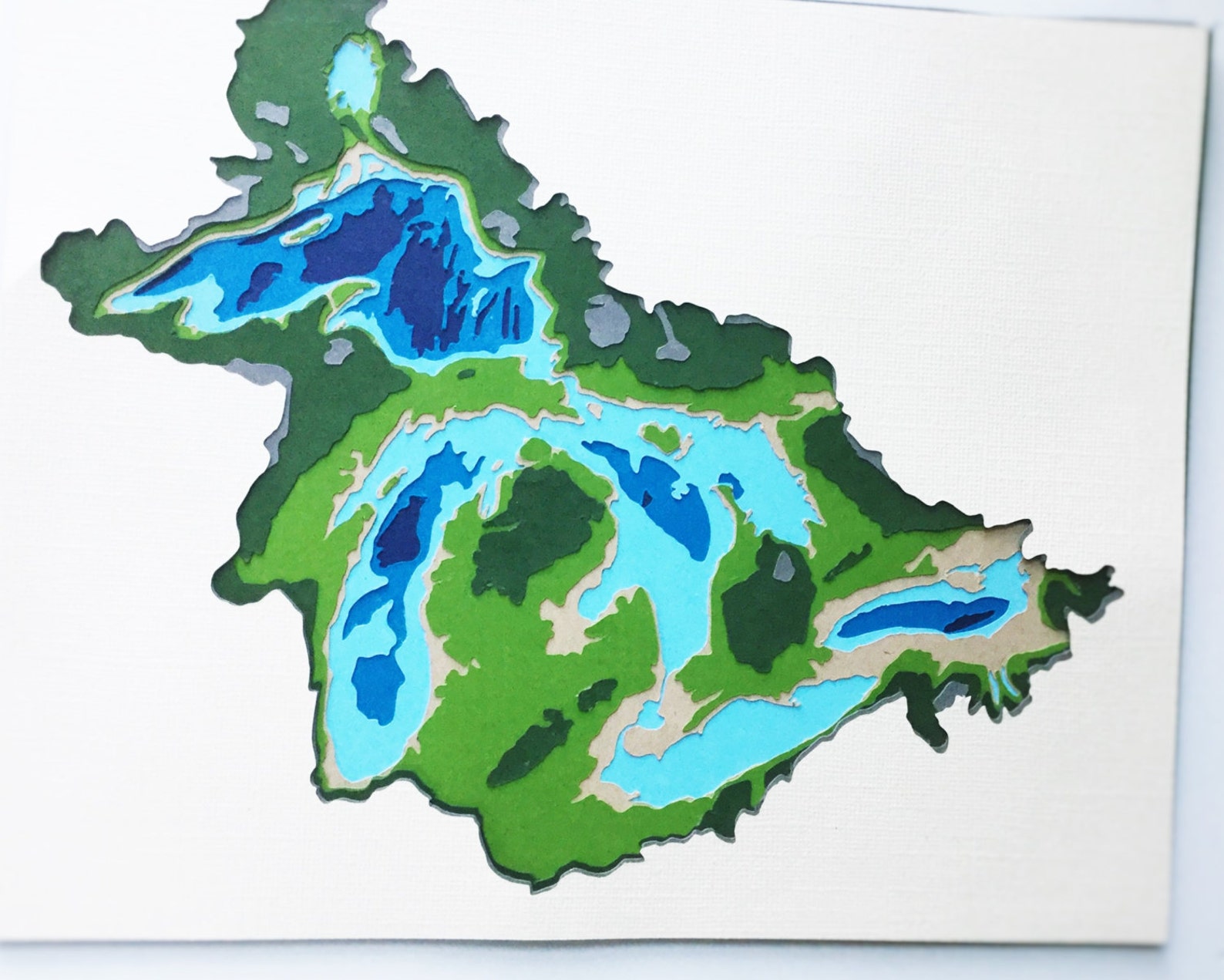 Great Lakes Topographic Map Layered Cardstock Creating A 3d - Etsy