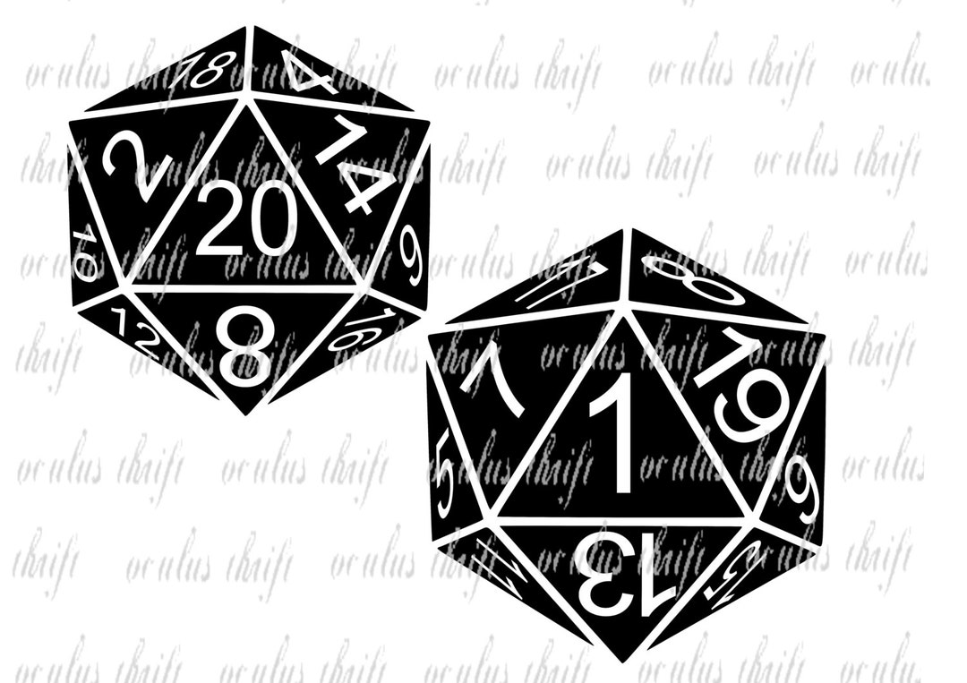 D20 Natural 20 and 1 - Critical Success and Failure - Silhouette Cut ...