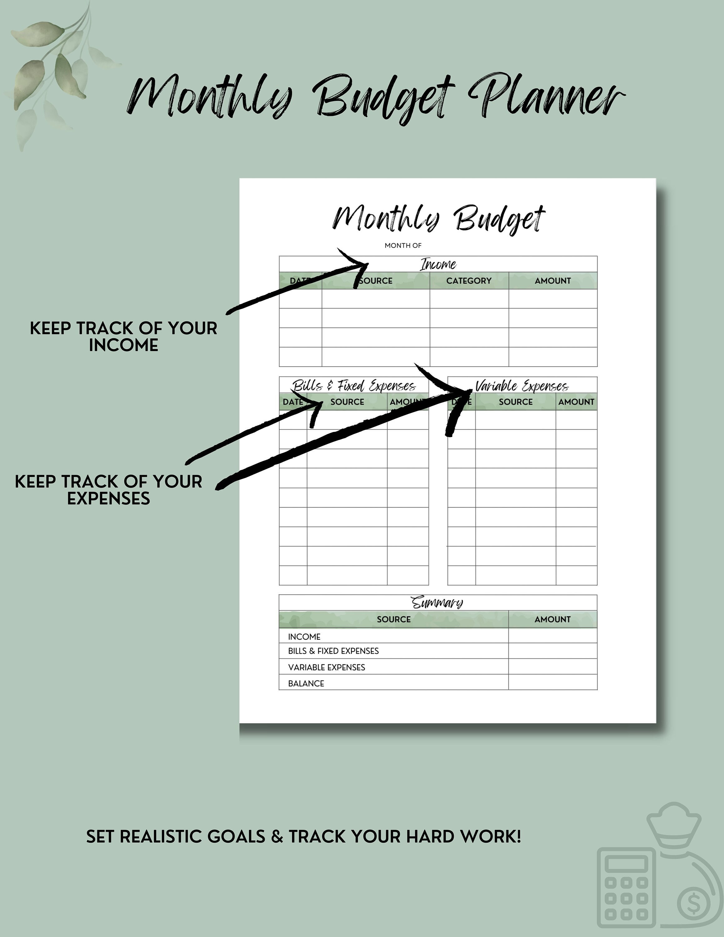 Monthly Budget Overview Template Printable, Paycheck Budget Printable ...
