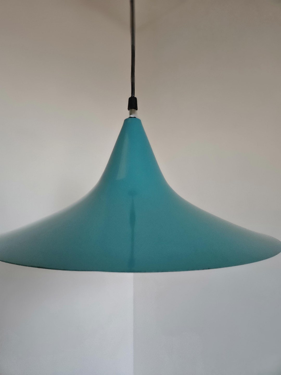 Vintage Trumpet Pendant Lamp Turquoise Metal in the 70's Modern Pendant ...