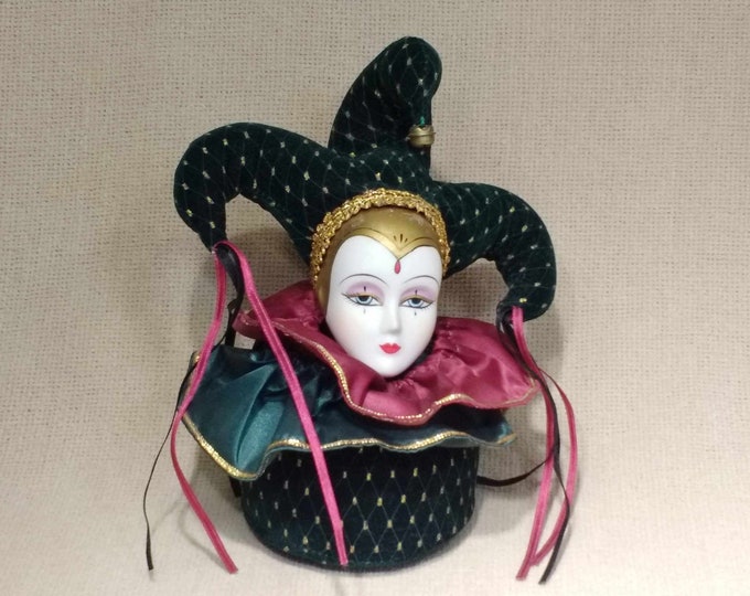 Court Jester Music Box, Musical Jester Clown Doll Head, Vintage ...