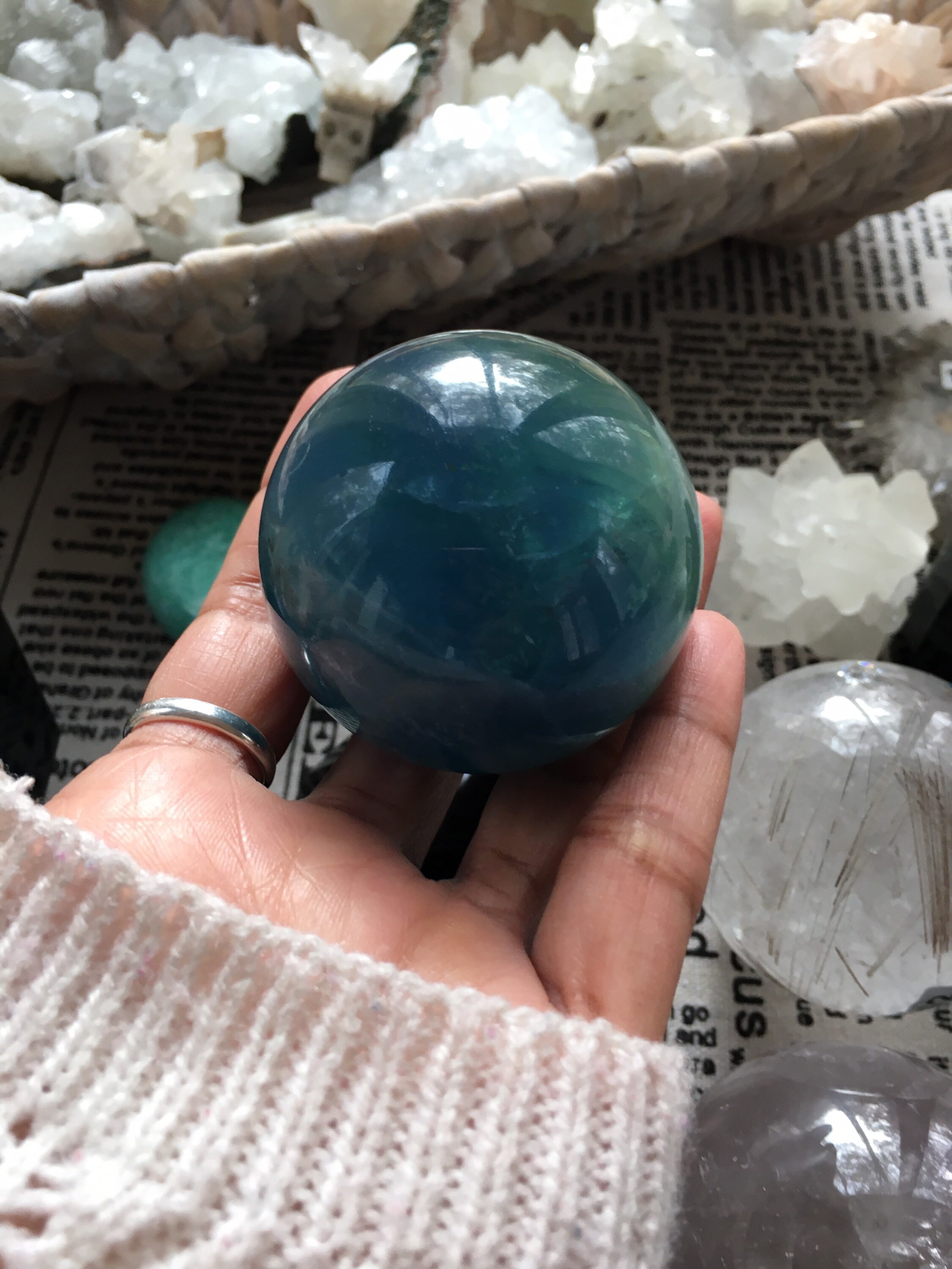 Aquatic Blue Fluorite Sphere Blue Fluorite Calming Stone - Etsy Denmark
