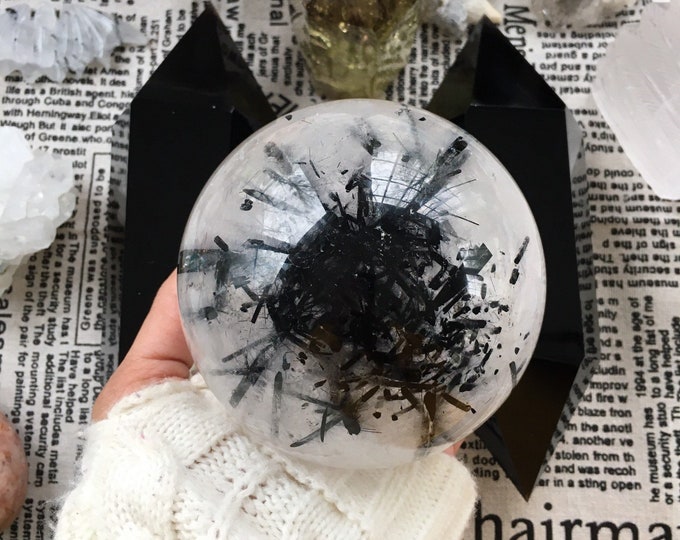 Tourmaline Sphere, Milky Quartz With Tourmaline Inclusions, Protection ...