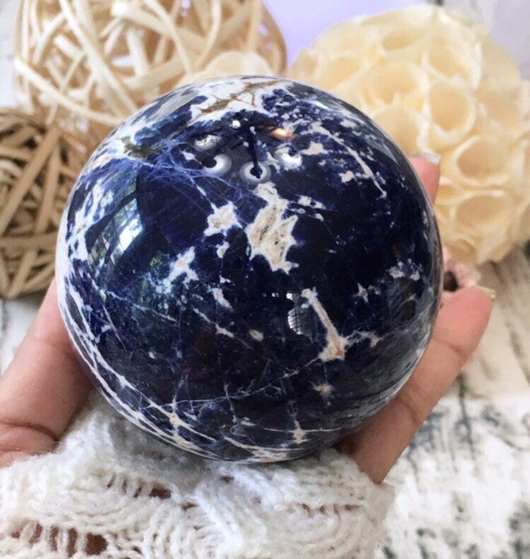 Sacre Blue Sodalite Sphere, Throat Chakra Stone, Calming Stone, Stone ...