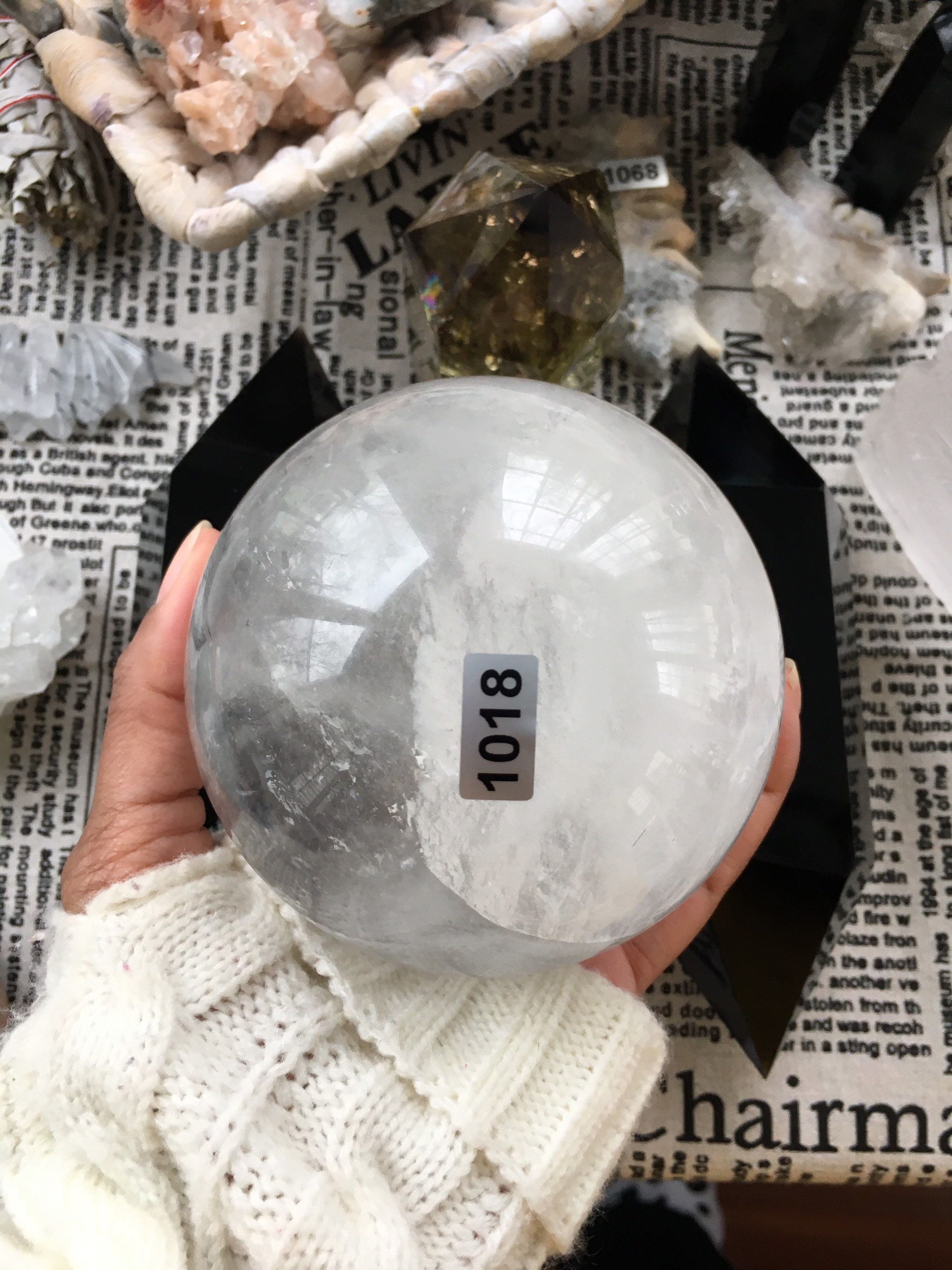 Tourmaline Sphere, Milky Quartz With Tourmaline Inclusions, Protection ...