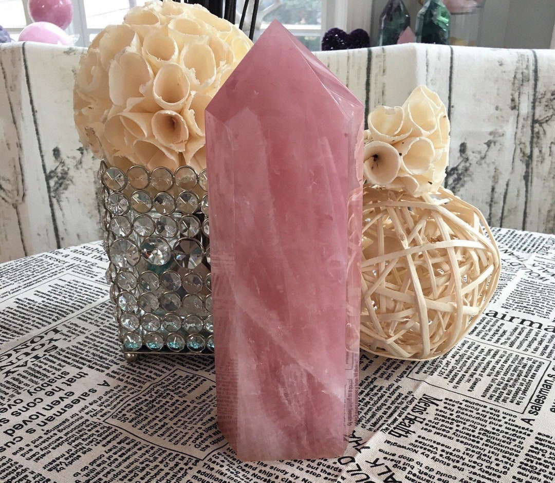 Lollipop Pink Rose Quartz Tower, Crystal Tower, Rose Quartz Crystal ...