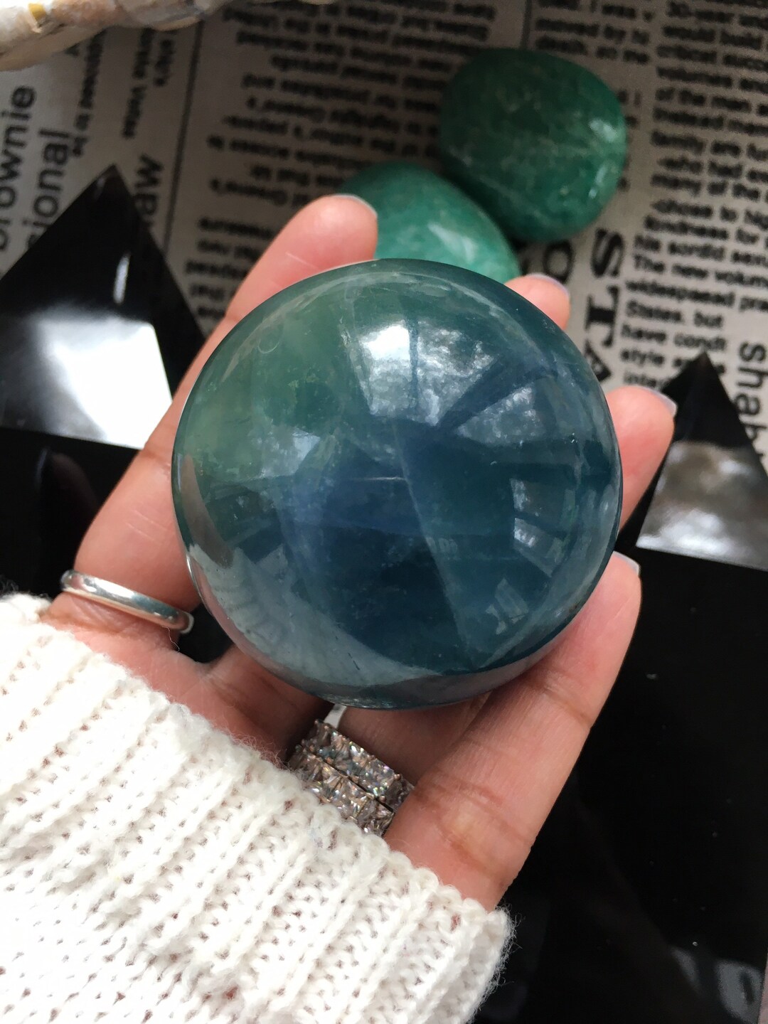 Aquatic Blue Fluorite Sphere, Blue Fluorite, Calming Stone, Stone for ...