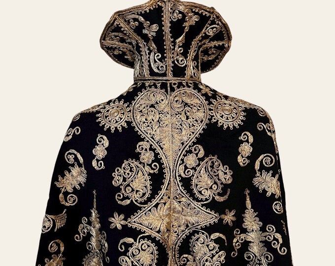 Antique Turkish Ottoman Gold Metallic Hand Embroidered Cape, Antique ...