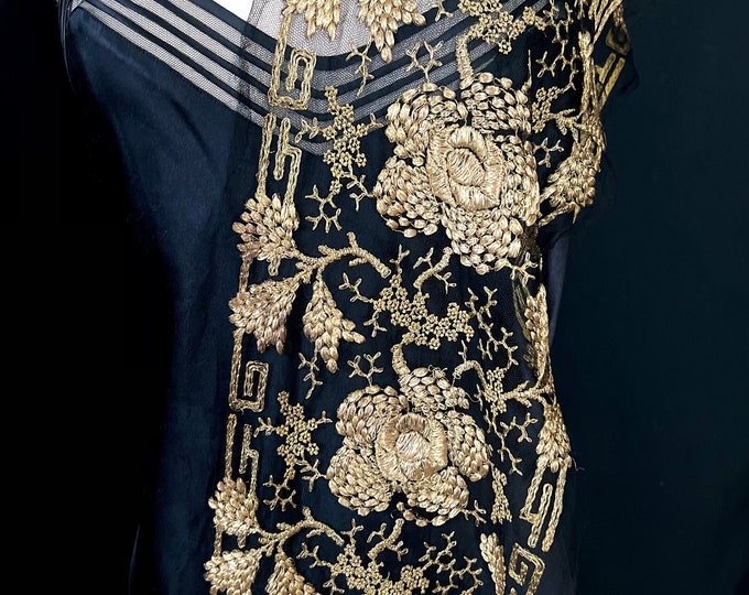 Antique Gold Metallic Embroidered Panel, Raised Gilt Embroidered ...