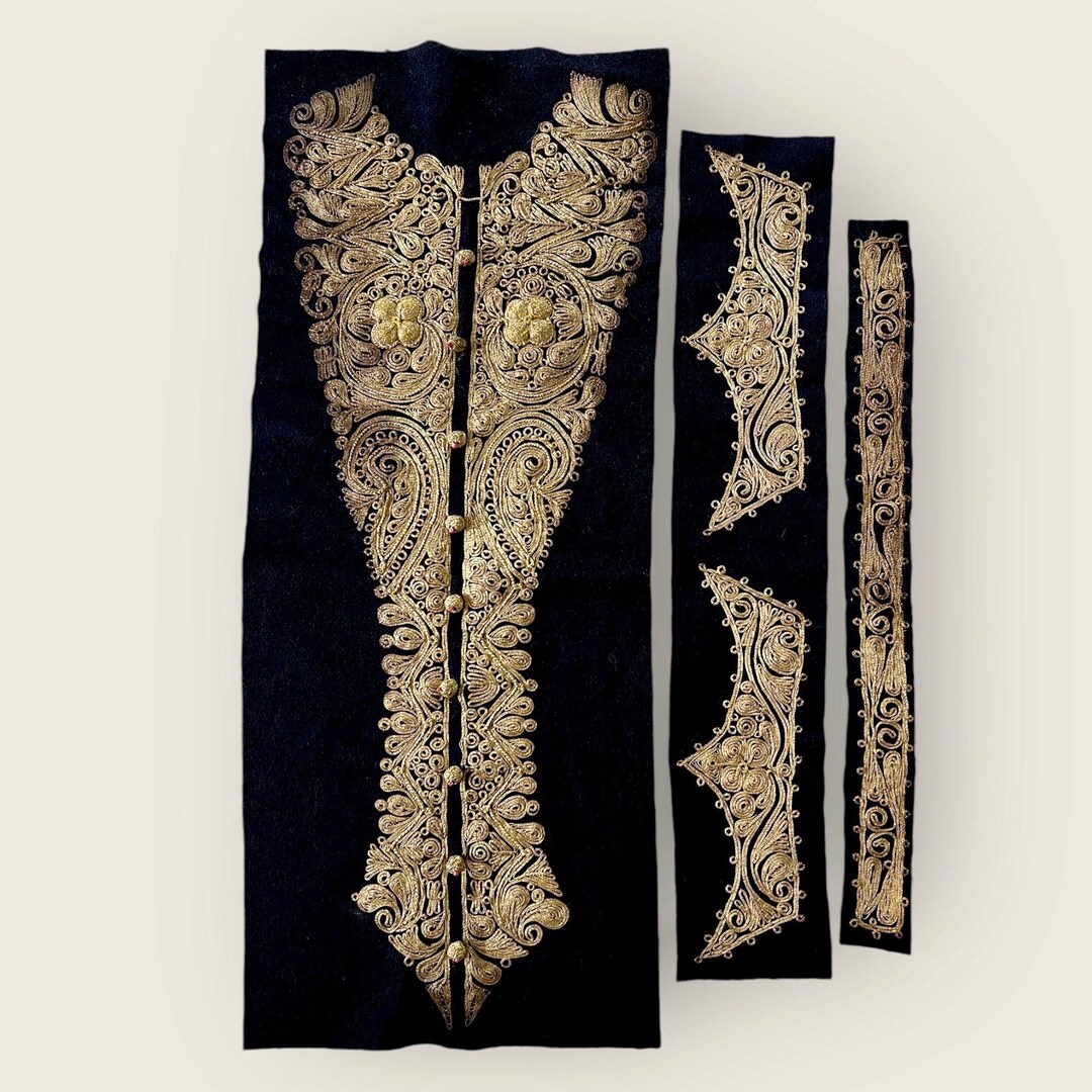 Antique Gold Metallic Embroidered Turkish Ottoman Bodice, Collar ...