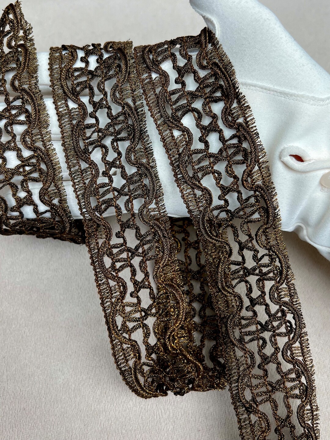 Antique Gold Bronze Metallic Thread Trim, Dressmaking, Antique Costume ...