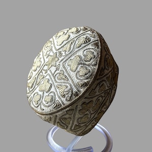 Antique 1800s North African Skullcap, Skull Cap, Kofia, Gold Metallic ...