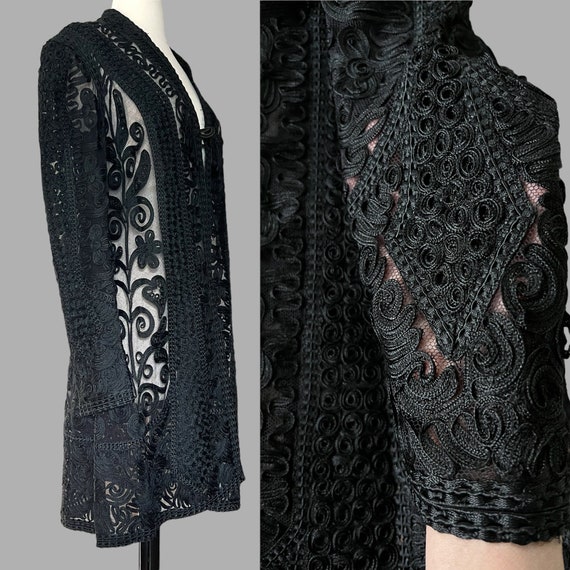 Antique Victorian Edwardian Black Silk Braided Lace J… - Gem