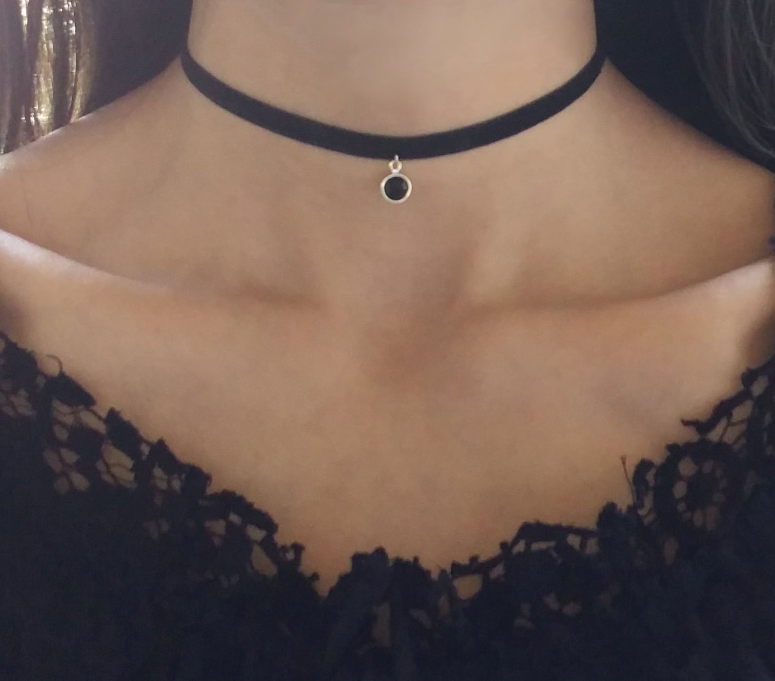 Delicate Black Velvet Choker Necklace, Dainty Gold Silver Swarovski ...