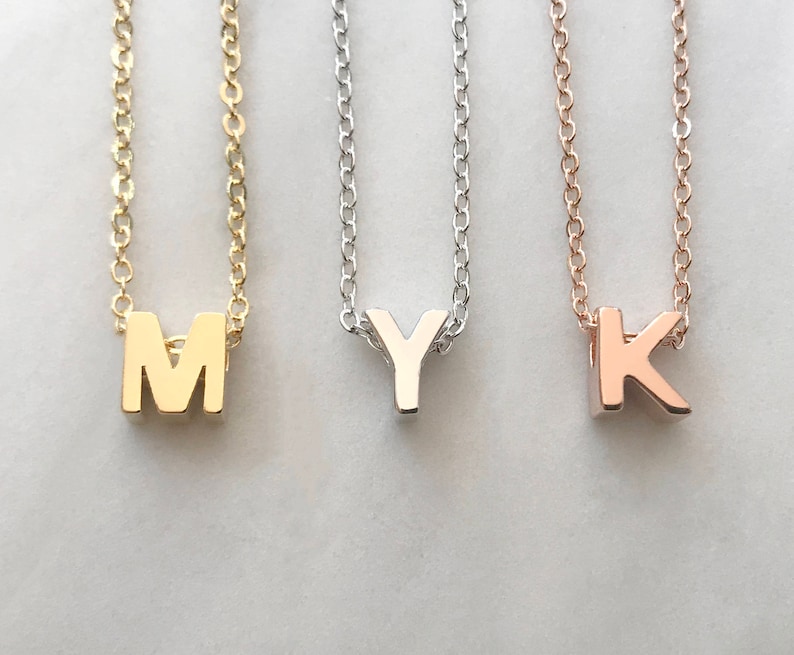 Custom Uppercase Block Letter Necklace Gold Silver Rose Gold - Etsy