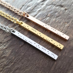 Personalized With Morse Code, Location, Date, Name Engraved Necklace ...