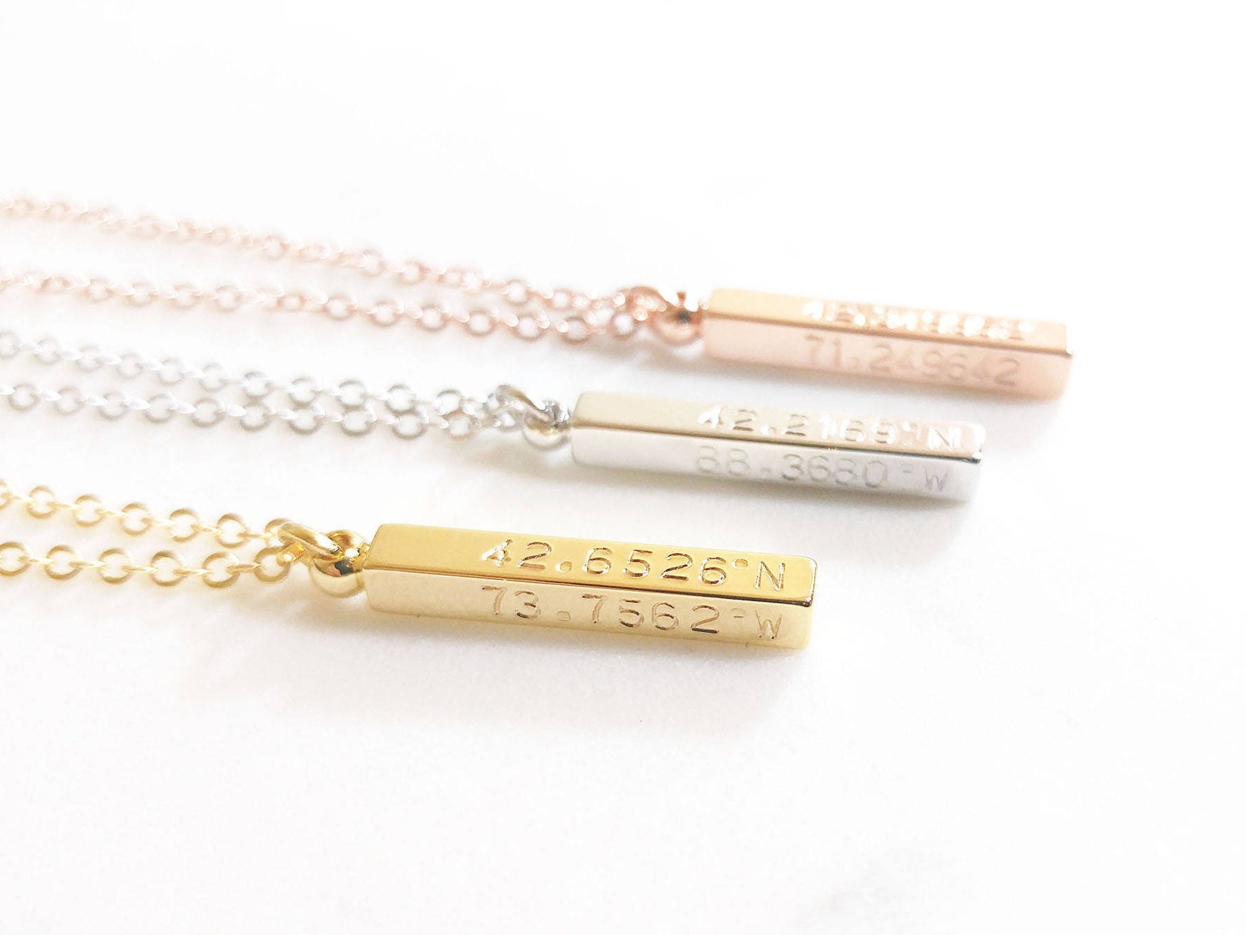 Custom Coordinates Necklace Location GPS Coordinates - Etsy