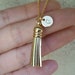 Genuine Leather Small Gold Tassel Necklace, Hand Stamped Initial ...