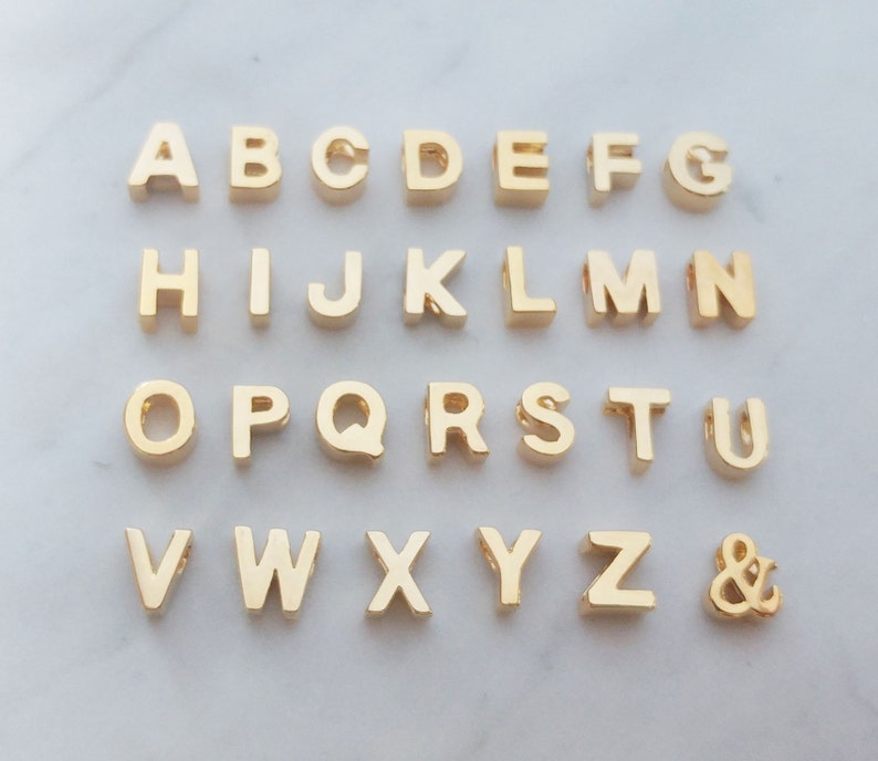 Custom Uppercase Block Letter Necklace Gold Silver Rose Gold - Etsy