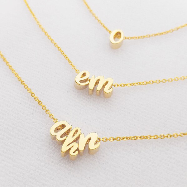 Gold Lowercase Initial Necklace - Etsy