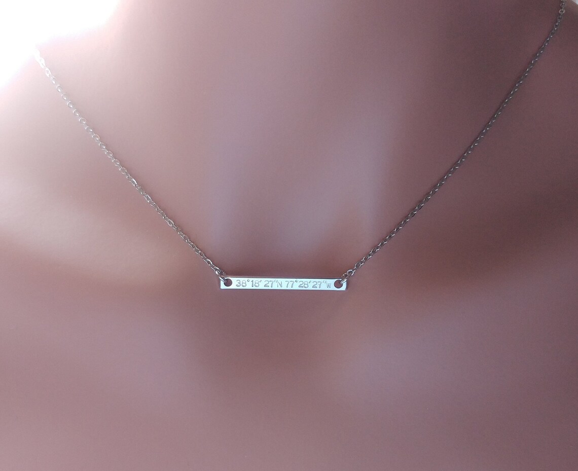 Custom Coordinates Necklace, Location GPS Coordinates, Latitude ...