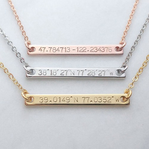 Custom Coordinates Necklace Location GPS Coordinates - Etsy