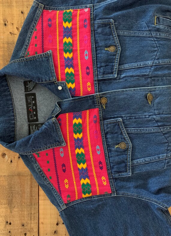 Vintage Denim Jacket Aztec Embroidered / Vintage Jea… - Gem