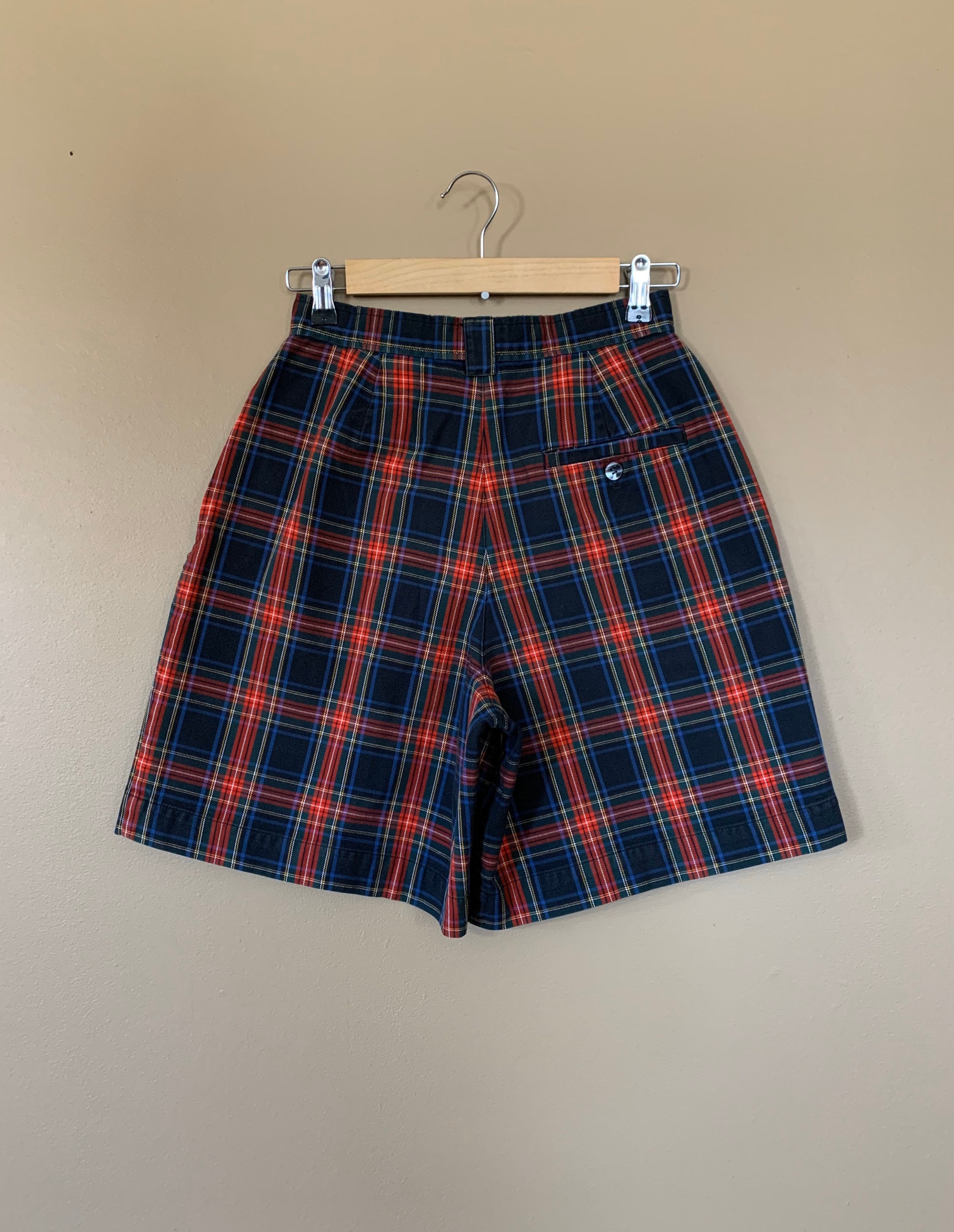 26 Red Plaid High Waisted Shorts Cotton /plaid Shorts / 90s | Etsy