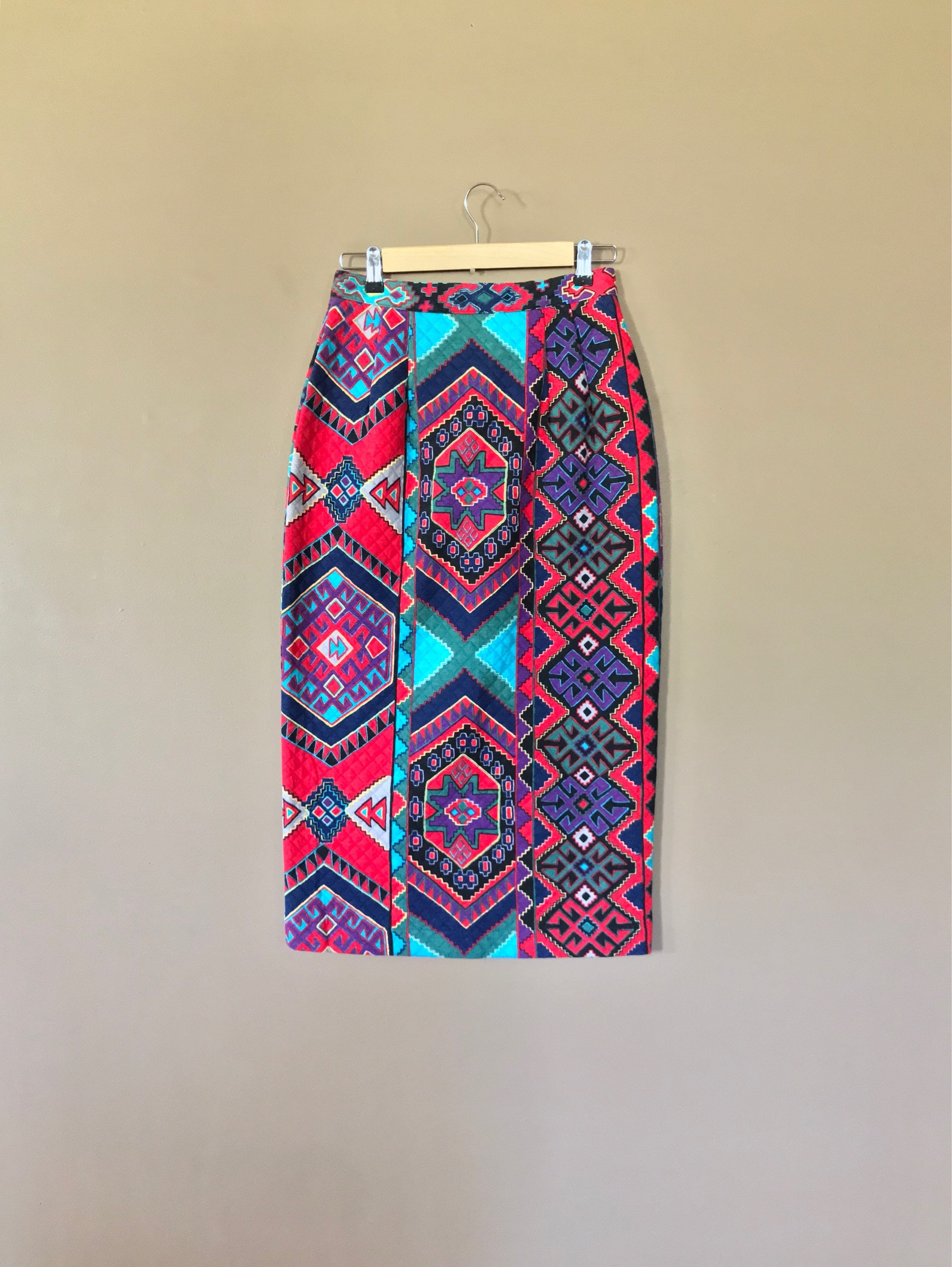 28 90s Aztec Wrap Skirt / 90s Long Wrap Skirt / 90s | Etsy