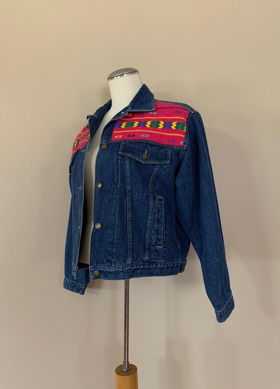 Vintage Denim Jacket Aztec Embroidered / Vintage Jea… - Gem