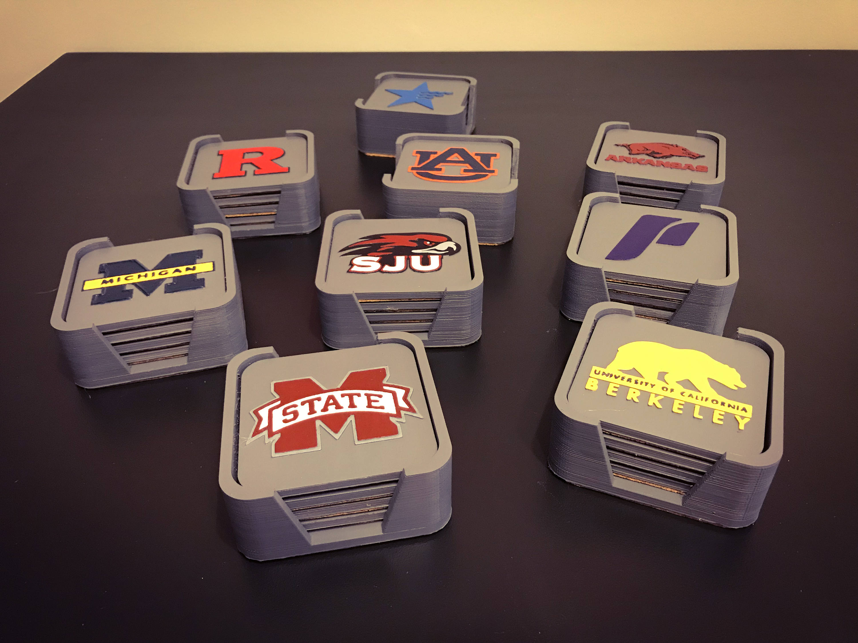 Custom College Coasters 3D Printed Wood or Plastic Set of 4 | Etsy