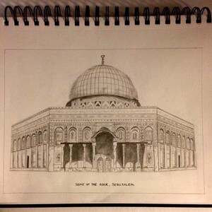 Dome of the Rock Graphite Hand Drawing - Etsy