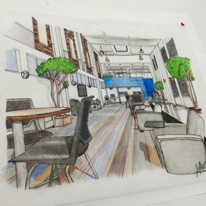 Custom Architecture Hand Drawing Color - Etsy