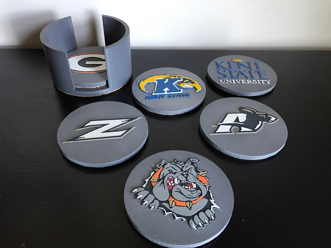 Custom College Coasters 3D Printed Wood or Plastic Set of 4 or 6 ...