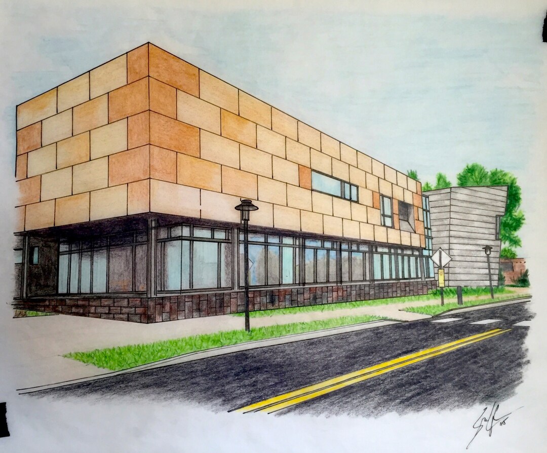 Custom Architecture Hand Drawing Color - Etsy